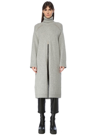 Stella McCartney Kadın Gri Kesik Detaylı Yün Triko M EU