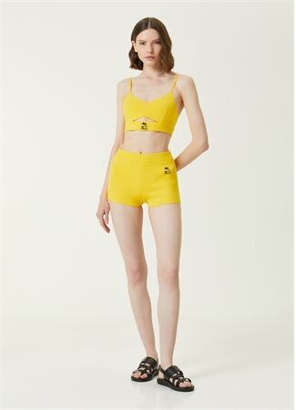 Etro Kadın Sarı Logolu Triko Büstiyer Şort Seti 40 It