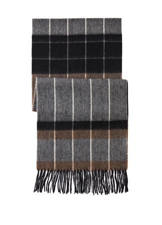 Beymen Club Erkek Siyah Gri Ekose Desenli Yün Atkı EU Beymen Club Erkek Siyah Gri Ekose Desenli Yün Atkı EU