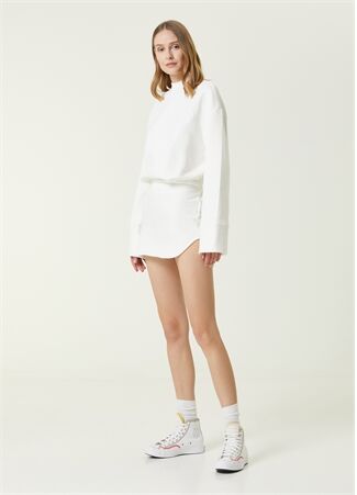 The Attico Kadın Beyaz Dik Yaka Mini Sweatshirt Elbise 40 IT