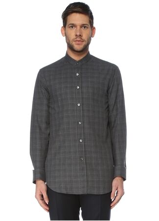 Pal Zileri Erkek Gri Hakim Yaka Ekoseli Gömlek 4 IT