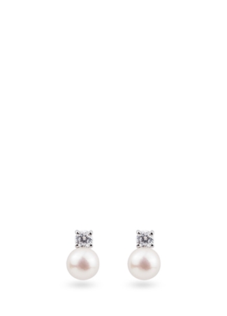 Lulu Jewelery Kadın Tatlı Su İncili Zirkon Taşlı Gümüş Rengi Küpe Gri EU Lulu Jewelery Kadın Tatlı Su İncili Zirkon Taşlı Gümüş Rengi Küpe Gri EU