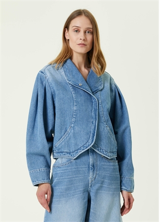 Isabel Marant Kadın Pauline Mavi Dik Yaka Denim Ceket 34 FR Isabel Marant Kadın Pauline Mavi Dik Yaka Denim Ceket 34 FR