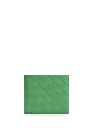 Bottega Veneta Erkek Yeşil Örgü Dokulu Deri Cüzdan Eu