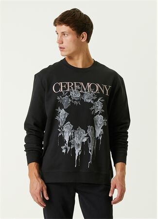 Allsaints Erkek Vincente Siyah Desenli Sweatshirt XS EU