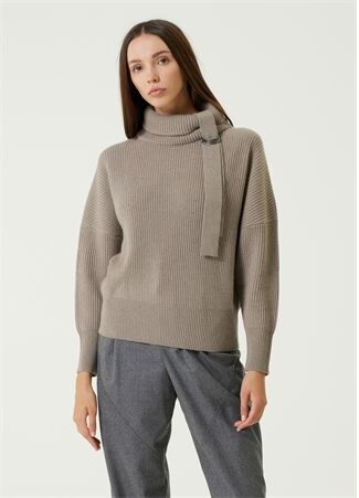 Brunello Cucinelli Kadın Vizon Balıkçı Yaka Kaşmir Kazak Bej S EU