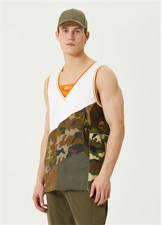 Dolce&gabbana Erkek Beyaz V Yaka Desenli Kolsuz T-shirt Xs Eu