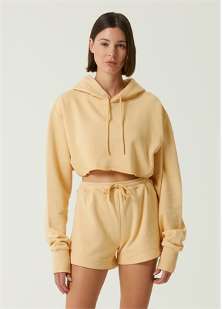SOONTOBEANNOUNCED Kadın Bej Logo Baskılı Cropped Sweatshirt S EU SOONTOBEANNOUNCED Kadın Bej Logo Baskılı Cropped Sweatshirt S EU