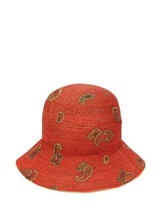 Etro Kadın Kırmızı Etnik Desenli Rafya Şapka 57 EU