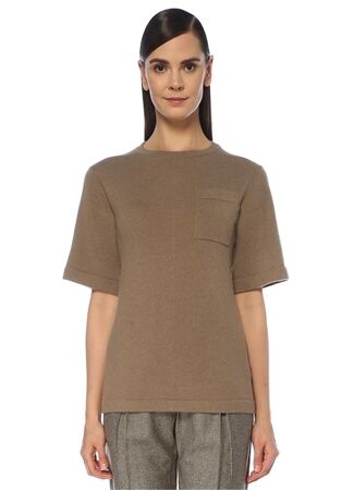 Brunello Cucinelli Kadın Kamel Cep Detaylı Kaşmir Kazak Kahverengi XS EU