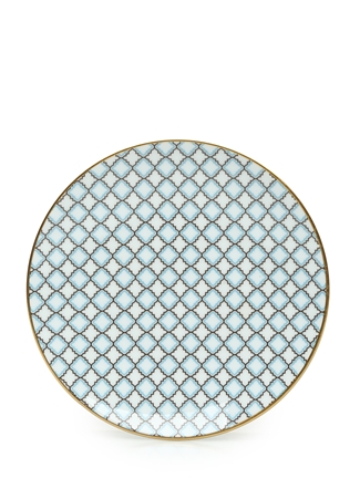 Beymen Hediye Mavi Desenli 4lü Porselen Tabak Seti Kahverengi