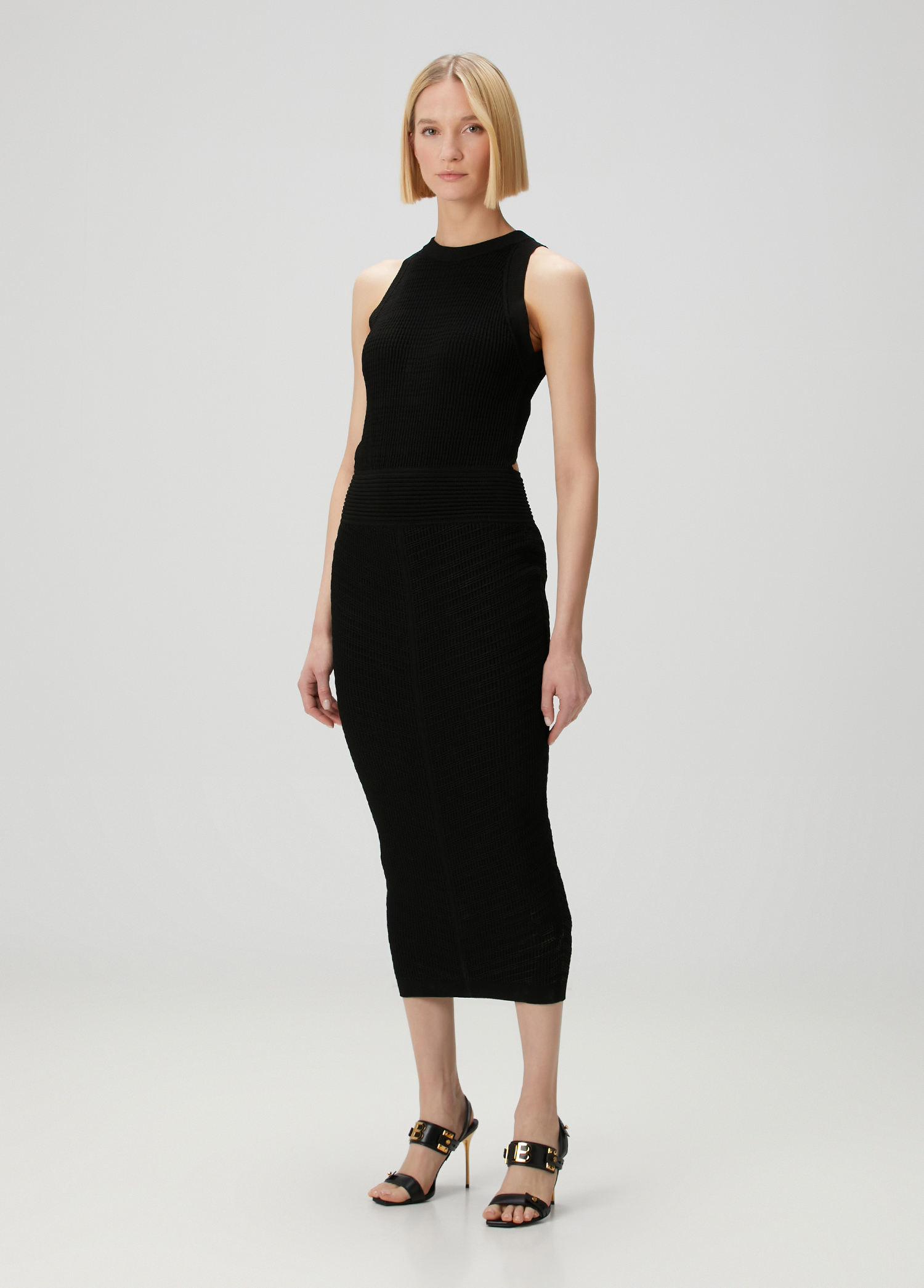 Balmain Siyah Kadın Siyah Sırt Detaylı Midi Elbise 1700050 | Beymen