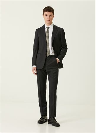 Zegna Erkek Antrasit Yün Takım Elbise Gri 48 IT