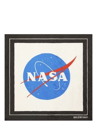Balenciaga Kadın Beyaz NASA Baskılı İpek Şal EU