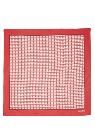 Valentino Garavani Kadın Kırmızı Beyaz Logolu 90x90 cm İpek Eşarp EU Valentino Garavani Kadın Kırmızı Beyaz Logolu 90x90 cm İpek Eşarp EU
