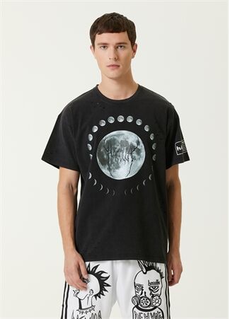 Haculla Erkek Siyah Figür Baskılı Logolu T-shirt S EU