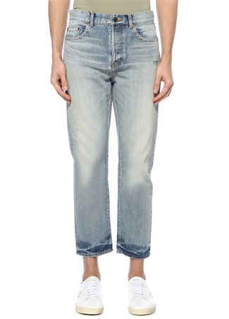 Erkek Yüksek Bel Boru Paça Jean Pantolon Mavi 32 US Erkek Yüksek Bel Boru Paça Jean Pantolon Mavi 32 US