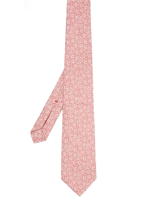Isaia Erkek Pembe Mikro Çiçek Desenli İpek Kravat EU Isaia Erkek Pembe Mikro Çiçek Desenli İpek Kravat EU