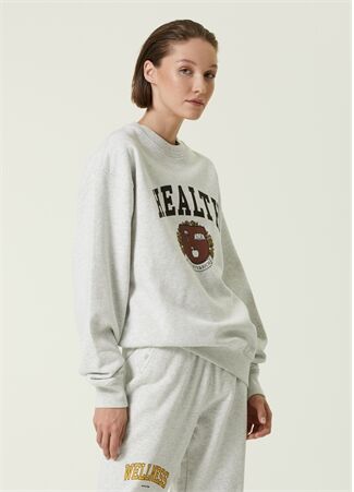 Sporty & Rich Kadın Gri Baskılı Sweatshirt S EU
