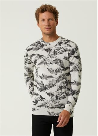 Givenchy Erkek Desenli Yün Triko Gri M EU
