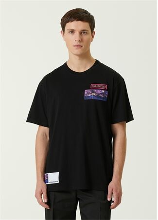 Valentino Erkek Siyah Figür Baskılı Logolu T-shirt S EU
