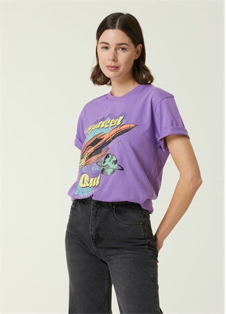 Death is Easy Kadın Spaced Out Mor Baskılı T-shirt S EU Death is Easy Kadın Spaced Out Mor Baskılı T-shirt S EU