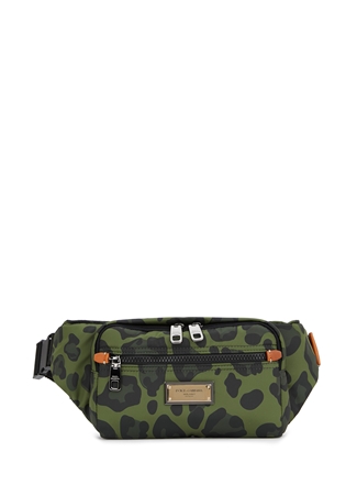 Dolce&Gabbana Erkek Yeşil Leopar Desenli Logolu Bel Çantası EU Dolce&Gabbana Erkek Yeşil Leopar Desenli Logolu Bel Çantası EU