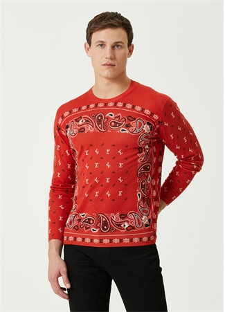 Etro Erkek Kırmızı Etnik Desenli İpek Triko M EU Etro Erkek Kırmızı Etnik Desenli İpek Triko M EU