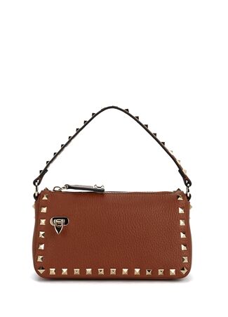 Valentino Garavani Kadın Small Rockstud Taba Deri Çanta Turuncu EU