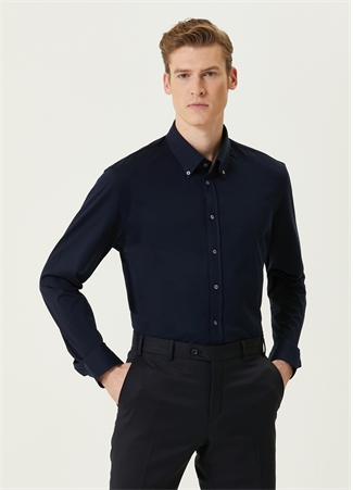 Beymen Collection Erkek Slim Fit Lacivert Düğmeli Yaka Jersey Gömlek 38 Eu Beymen Collection Erkek Slim Fit Lacivert Düğmeli Yaka Jersey Gömlek 38 Eu