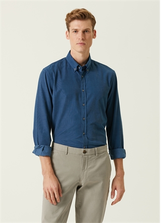 Beymen Collection Erkek Custom Fit Mavi Düğmeli Yaka Gömlek 42 IT Beymen Collection Erkek Custom Fit Mavi Düğmeli Yaka Gömlek 42 IT