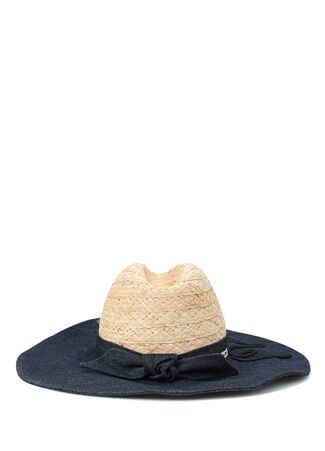 Miu Kadın Mavi Fiyonk Detaylı Rafya Şapka S EU