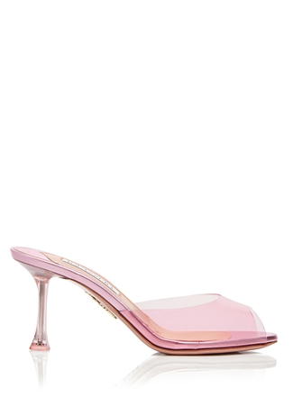 Aquazzura Kadın Carrie Plexi Pembe Topuklu Terlik 36 EU