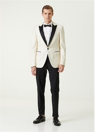 Pal Zileri Erkek Beyaz Kırlangıç Yaka Yün Ceket 50 IT