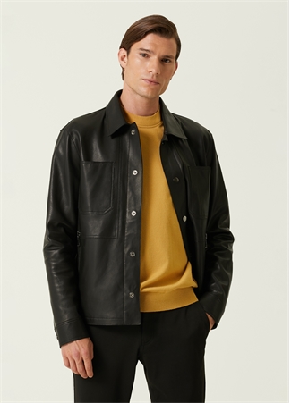 Network Erkek Slim Fit Siyah Deri Gömlek S Eu Network Erkek Slim Fit Siyah Deri Gömlek S Eu