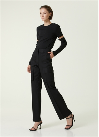 Helmut Lang Kadın Siyah Kargo Cepli Pantolon 0 US