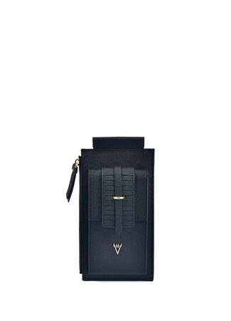 Hiva Atelier Kadın Siyah Logolu Deri Telefon Çantası EU