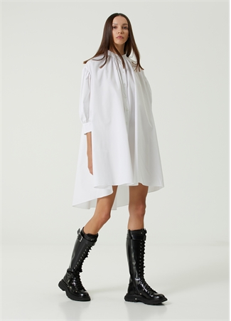 Alexander McQueen Kadın Beyaz Asimetrik Kesim Elbise 40 IT