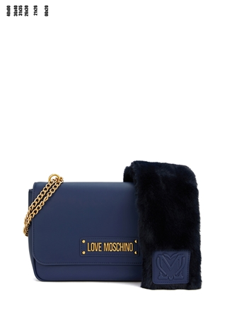 Love Moschino Kadın Lacivert Logolu Omuz Çantası EU Love Moschino Kadın Lacivert Logolu Omuz Çantası EU