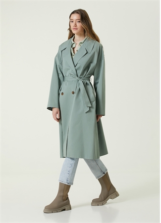 Network Kadın Regular Fit Mint Pardösü Yeşil S EU