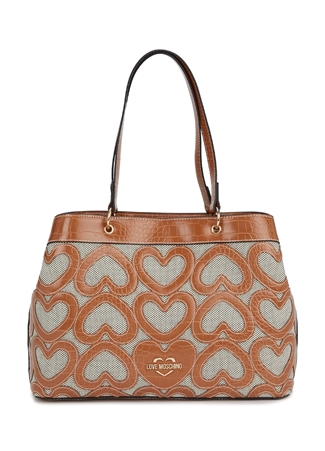 Love Moschino Kadın Taba Kalp Detaylı Alışveriş Çantası Turuncu EU Love Moschino Kadın Taba Kalp Detaylı Alışveriş Çantası Turuncu EU