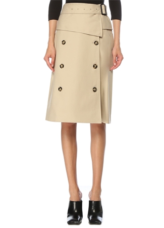 Proenza Schouler Kadın Krem Kemerli Midi Anvelop Kalem Etek Bej 0 US