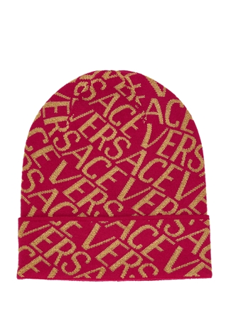 Versace Kadın Şeftali Logo Jakarlı Yün Bere Pembe EU Versace Kadın Şeftali Logo Jakarlı Yün Bere Pembe EU