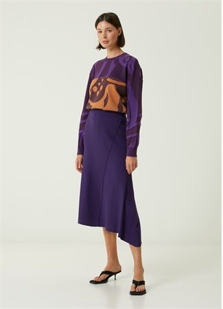 Kenzo Kadın Mor Asimetrik Midi Etek S EU