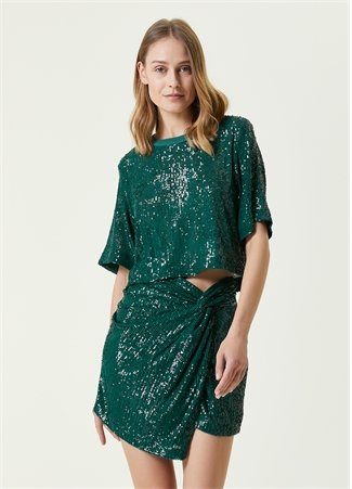 In the Mood for Love Kadın Tanie Yeşil İşlemeli Abiye Bluz Sarı M EU