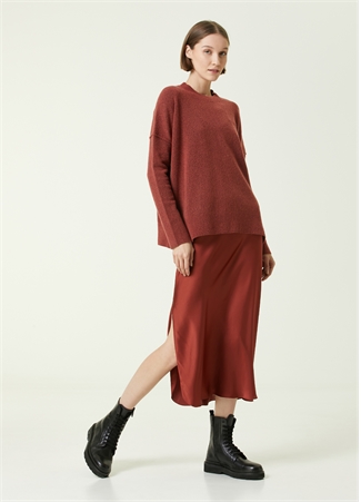 Allsaints Kadın Darla Tiana Kırmızı Triko Detaylı Midi Elbise XS EU