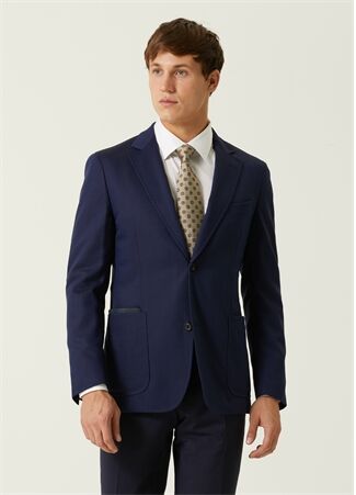 Pal Zileri Erkek Lacivert Dokulu Yün Ceket 50 IT