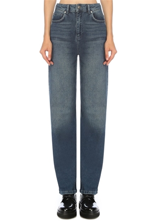 Academia Kadın Yıkamalı Boru Paça Jean Pantolon Mavi 36