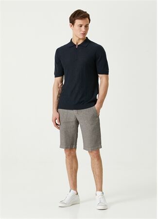 Kiton Erkek Vizon Keten Bermuda Bej 32 US