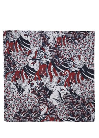 Freya and Shala Kadın Gri Kırmızı Karışık Desenli Yün Şal EU